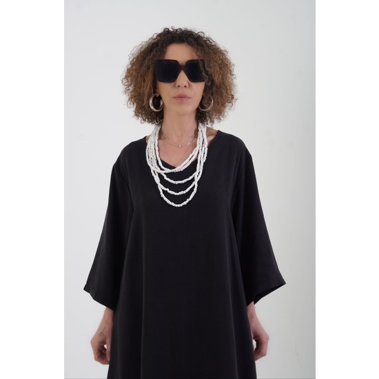 Zelish My Sister Siyah V Yaka Oversize Elbise Fiyatı