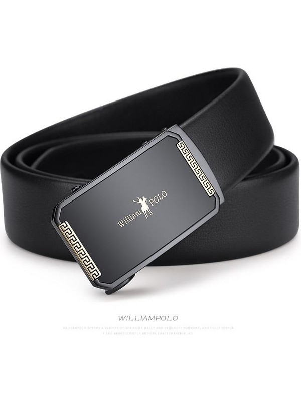 William Polo Hakiki Deri Siyah Altın Tokalı Şık Italyan Fiyatı