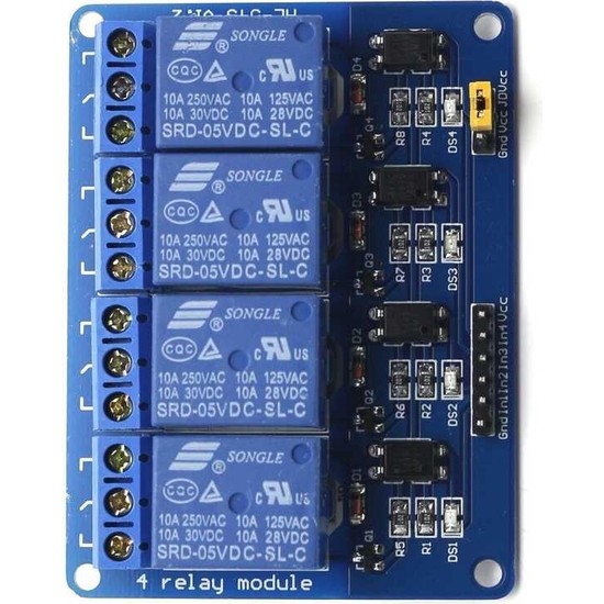 Robotus 4'lü 5V Röle Kartı - 4 Way 5V Relay Module Fiyatı