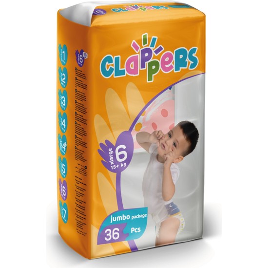 Clappers Bebek Bezi 6 Beden Xlarge (15 + Kg) Jumbo Paket 36 Fiyatı