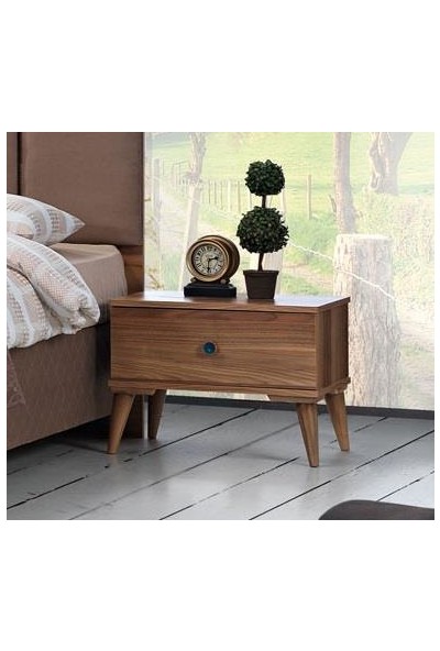 Sivasgözde Ekonomik Tek Çekmeceli Modern Ceviz Komodin 60x42x43