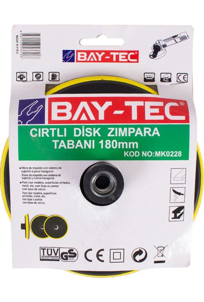 Bay-Tec Tabanı Cırtlı Disk Zımpara 180 mm MK0228 Bay-Tec Tabanı Cırtlı Disk Zımpara 180 mm MK0228