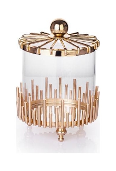Acar YMR-009310/16 Kapaklı Cam Sunumluk 15 cm Altın