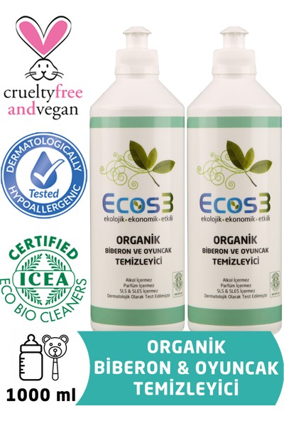 Ecos3 Organik Biberon Ve Oyuncak Temizleyici 2’li Set (2 X 500 Ml)