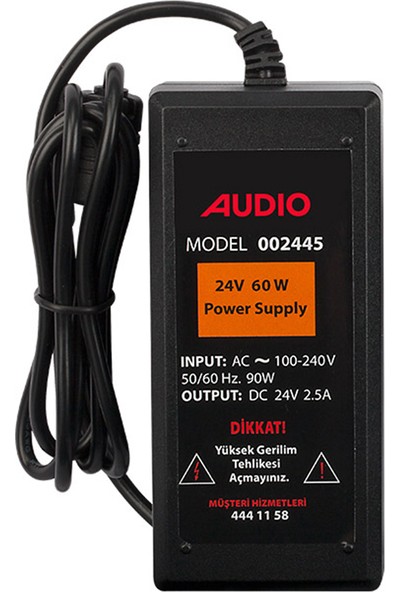 AUDIO 002445 Güç Kaynağı 24V 60 Watt AUDIO 002445 Güç Kaynağı 24V 60 Watt