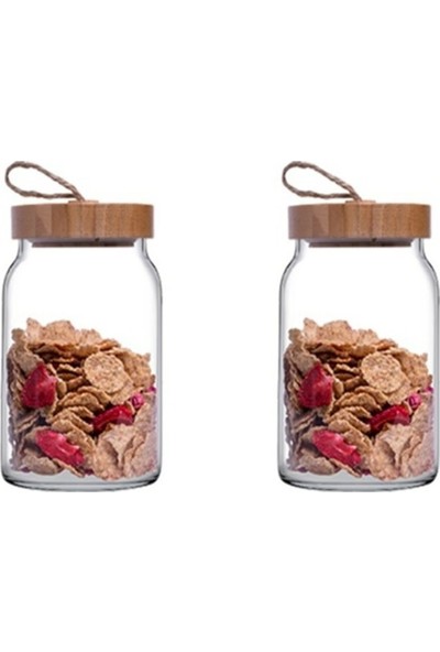 Paşabahçe 43583 Woody Bamboo Kapaklı Kavanoz 860 cc - 2 Adet