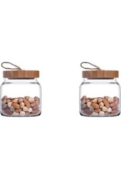 Paşabahçe 43573 Woody Bamboo Kapaklı Kavanoz 575 cc - 2 Adet