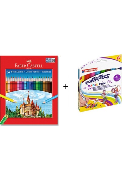 Faber-Castell 24'lü Kuru Boya + Edding Magic 7+1 Sihirli Keçeli Kalem Faber-Castell 24'lü Kuru Boya + Edding Magic 7+1 Sihirli Keçeli Kalem