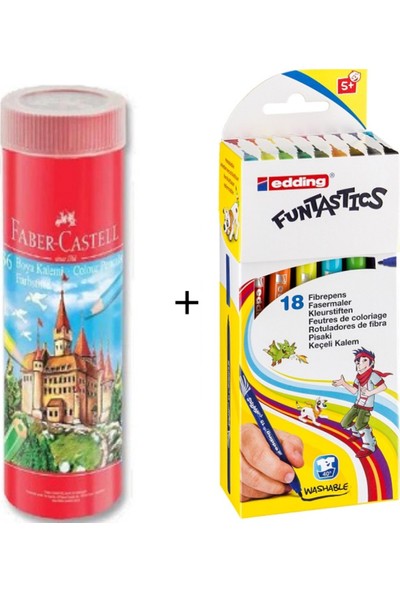 Faber-Castell 36'lı Tüp Kuru Boya + Edding 18 Renk Ince Uçlu Keçeli Kalem Faber-Castell 36'lı Tüp Kuru Boya + Edding 18 Renk Ince Uçlu Keçeli Kalem