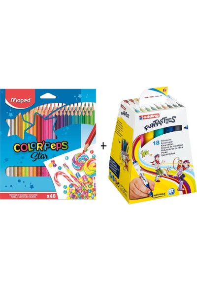 Maped Color Peps 48 Renk Kuru Boya + Edding 18 Renk Kalın Uçlu Keçeli Kalem Maped Color Peps 48 Renk Kuru Boya + Edding 18 Renk Kalın Uçlu Keçeli Kalem