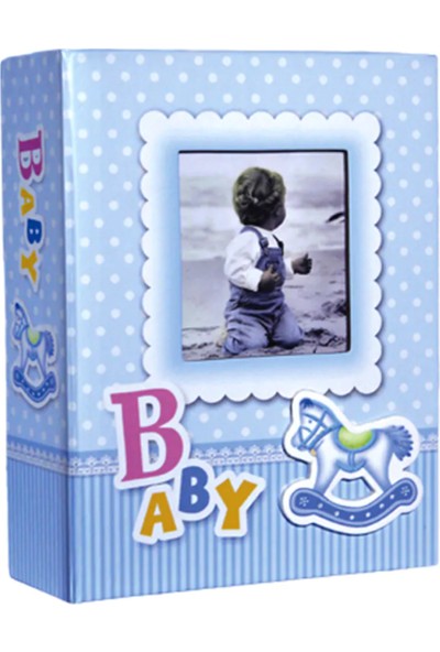 Sara 10x15 cm 200'lük Pencereli Bebek Fotoğraf Albümü Mavi