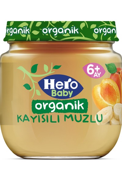 Hero Baby Organik Kayısı Muz Püresi Kavanoz Mama 120g