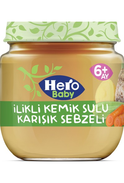 Hero Baby İlikli Kemik Sulu Karışık Sebzeli Kavanoz Mama 120g Hero Baby İlikli Kemik Sulu Karışık Sebzeli Kavanoz Mama 120g