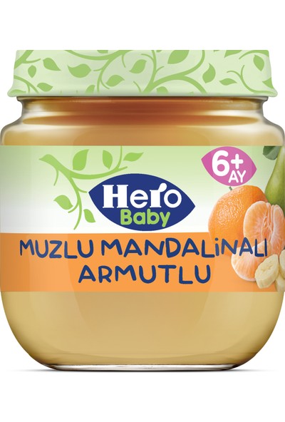 Hero Baby Muz Mandalina ve Armut Püreli Kavanoz Mama 125g Hero Baby Muz Mandalina ve Armut Püreli Kavanoz Mama 125g
