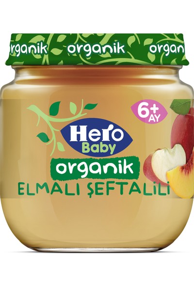 Hero Baby Organik Elma Şeftali Püresi Kavanoz Mama 120g
