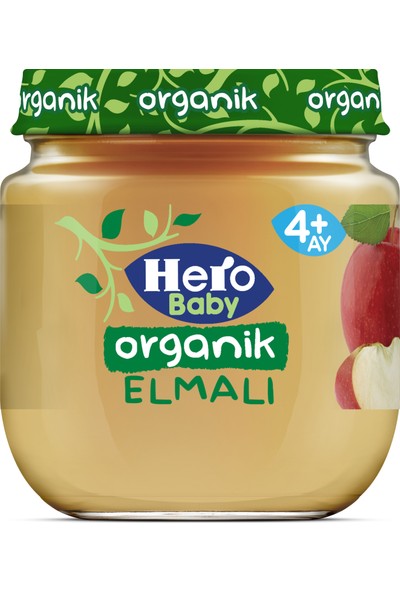 Hero Baby Organik Elma Püresi Kavanoz Mama 120g Hero Baby Organik Elma Püresi Kavanoz Mama 120g