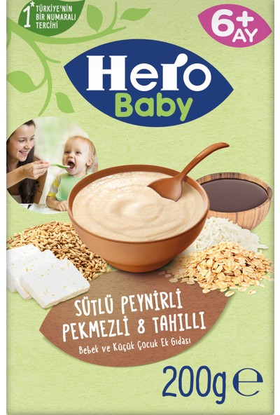 Hero Baby Sütlü 8 Tahıllı Peynirli Pekmezli Kaşık Mama 200g
