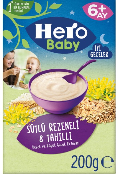 Hero Baby Sütlü 8 Tahıllı Rezeneli Kaşık Mama 200g Hero Baby Sütlü 8 Tahıllı Rezeneli Kaşık Mama 200g