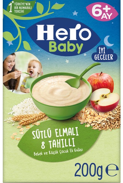 Hero Baby Sütlü 8 Tahıllı Elmalı Kaşık Mama 200g