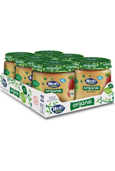 Hero Baby Organik Elmalı Kavanoz Maması 120 gr x 6 adet
