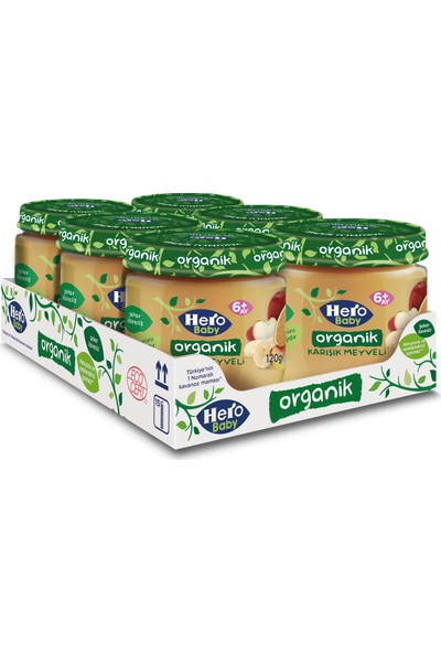 Hero Baby Organik Karışık Meyveli Kavanoz Maması 120 gr x 6 adet