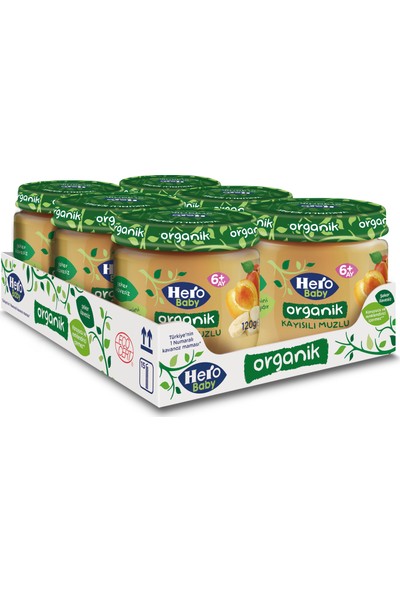 Hero Baby Organik Kayısı Muz Kavanoz Maması 120 gr x 6 adet