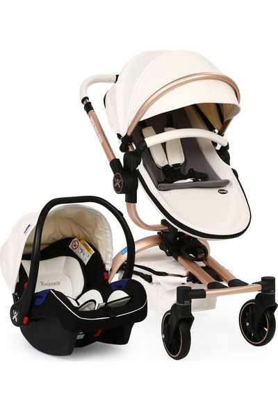 Yoyko Spin 360 Derece Dönebilen Bebek Arabası Beyaz Rose Kasa