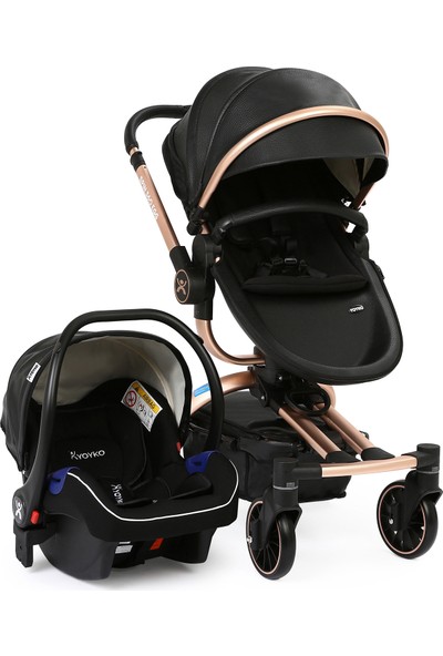 Yoyko Spin 360 Derece Dönebilen Bebek Arabası Siyah Rose Kasa Yoyko Spin 360 Derece Dönebilen Bebek Arabası Siyah Rose Kasa