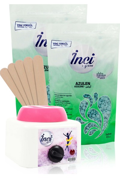 İnci Ağda 2 Kutu - Azulen Hassas Ciltler İçin + Ağda Makinesi İnci Ağda 2 Kutu - Azulen Hassas Ciltler İçin + Ağda Makinesi
