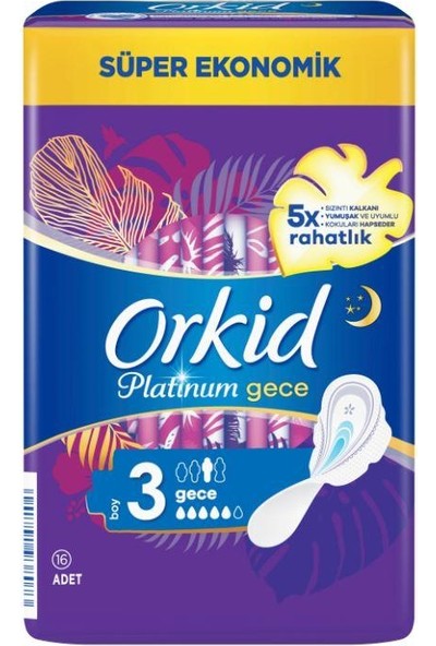 Orkid Platinum Gece 16'lı Hijyenik Ped Orkid Platinum Gece 16'lı Hijyenik Ped