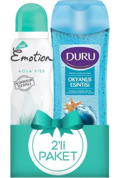 Emotion Aqua Kiss Deodorant 150 ml + Duru Okyanus Esintisi Duş Jeli 250 ml