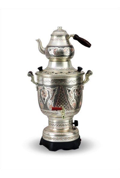 Sonay Bakırcılık Gül Çiçek Gümüşlü Elektrikli Bakır Semaver Sonay Bakırcılık Gül Çiçek Gümüşlü Elektrikli Bakır Semaver