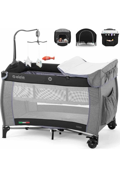 Elele Lucca Dönenceli Oyun Parkı Gri-Siyah 70x110 cm