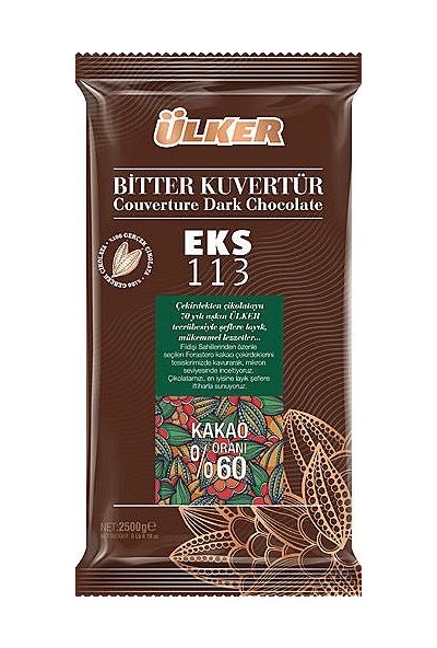 Ülker Bitter Kuvertür Çikolata %60 Eks 113 2,5 kg