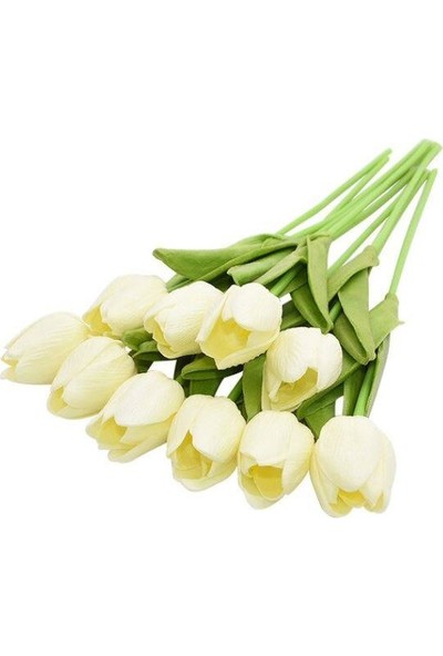 Nettenevime Yapay Çiçek Islak Lale Gerçeksi Doku 10LU Krem