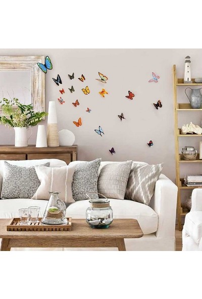 Artikel 3D Kelebekler Duvar Süsü 20 Adet, 3 Boyutlu Duvar Süsü, Üç Boyutlu Kelebek