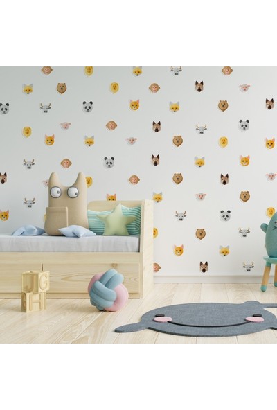 Artikel Hayvan Yüzleri Flat Duvar Stickerı