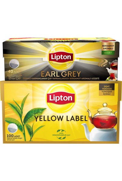 Lipton LYL 100lü Demlik Poşet Çay + 40lı Earl Grey Demlik Poşet Çay Lipton LYL 100lü Demlik Poşet Çay + 40lı Earl Grey Demlik Poşet Çay