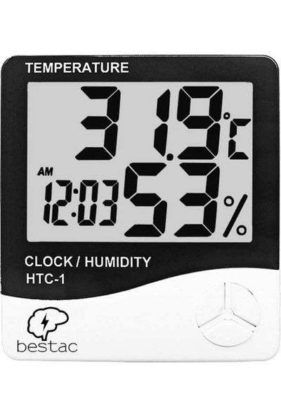 Bestac Htc-1 Dijital Termometre Oda Isı Sıcaklık ve Nem Ölçer