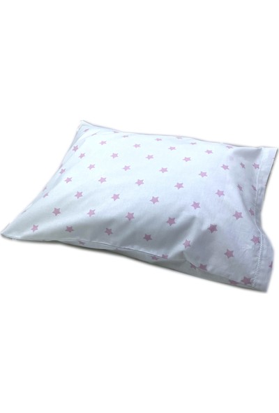 Pafuli El Yapımı Bebek Yastık Kılıfı 35 x 45 cm Pembe Yıldızlar