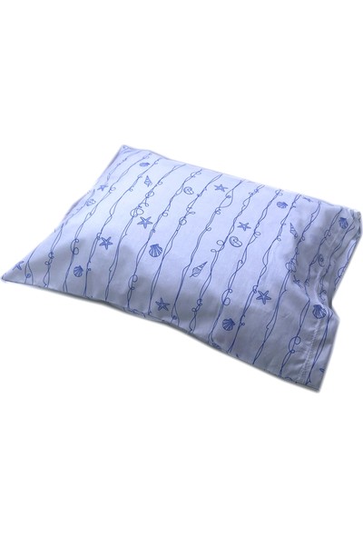 Pafuli El Yapımı Bebek Yastık Kılıfı 35 x 45 cm Mavi Deniz Kabukları