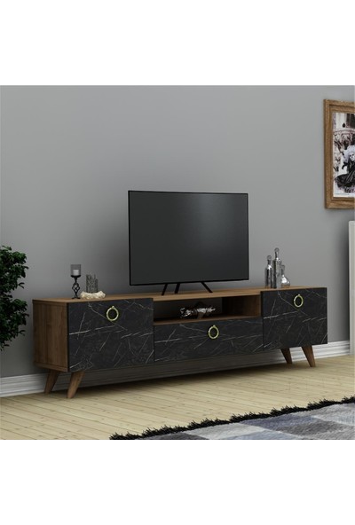 Hepsi Home Ela Tv Ünitesi - Ceviz Siyah Mermer Hepsi Home Ela Tv Ünitesi - Ceviz Siyah Mermer