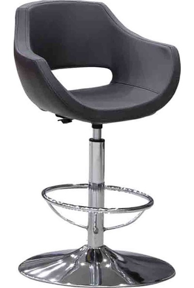 Sandino Viva - Siyah, Deri, Metal Ayaklı Bar Sandalyesi - Kafe Sandalyesi