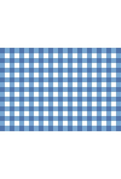 Beyaz Martı Çift Taraflı 6'lı Amerikan Servis Takımı Mavi Kareli ve Çini Desenli