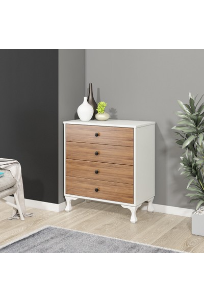 Missia Mobilya Torino Şifonyer Beyaz-Ceviz