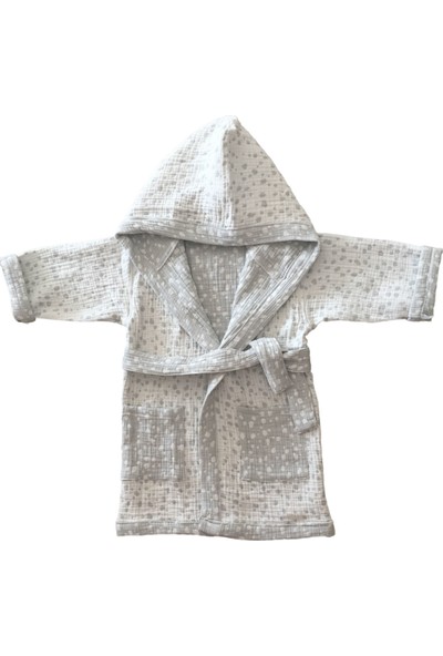 Mutlu Gün Marketi Müslin Bornoz 2-5 Yaş Çift Taraflı Taş Desenli Gri Mutlu Gün Marketi Müslin Bornoz 2-5 Yaş Çift Taraflı Taş Desenli Gri