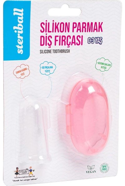 Steriball Silikon Parmak Diş Fırçası - Pembe