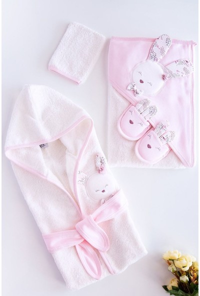 Gaye Bebe 826 Kız Bebek Pamuklu Bornoz Takımı