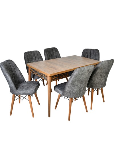 Efe Amalfi Gold Kelebek Açılır 6 Kişilik Yemek Masası