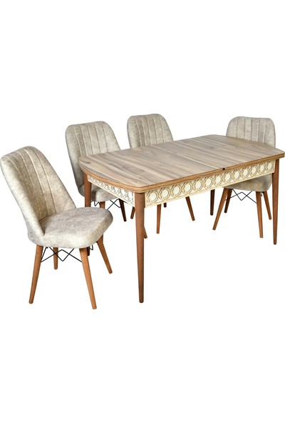 Efe Valencia Gold Kelebek Açılır Ahşap Ayaklı 4 Kişilik Yemek Masası Efe Valencia Gold Kelebek Açılır Ahşap Ayaklı 4 Kişilik Yemek Masası